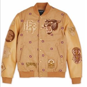 Reason | Jackets & Coats | Reason Tan Beige Button Up Bomber Mens ...